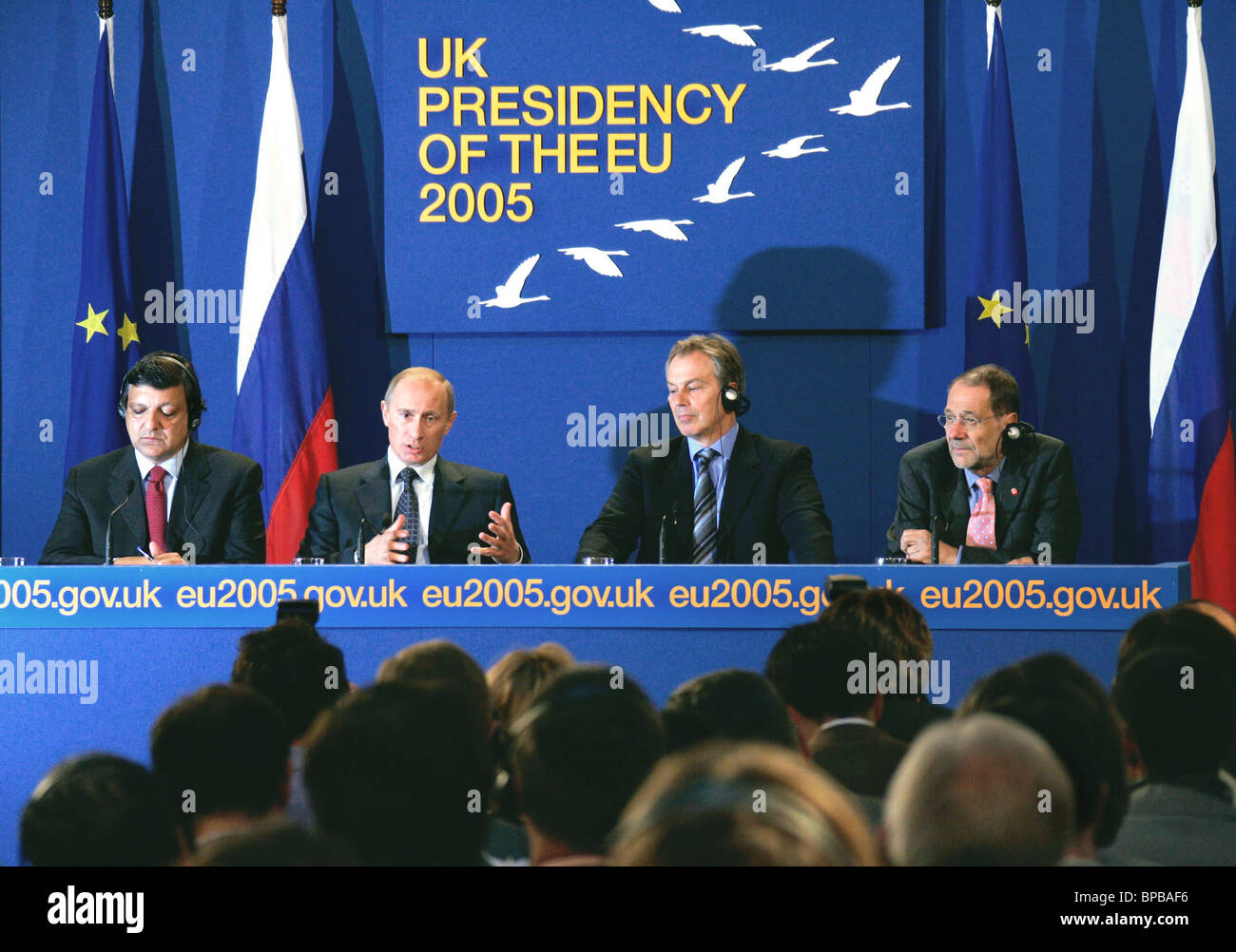 Tony Blair Of Uk And Vladimir Putin Of Russia High Resolution Stock ...