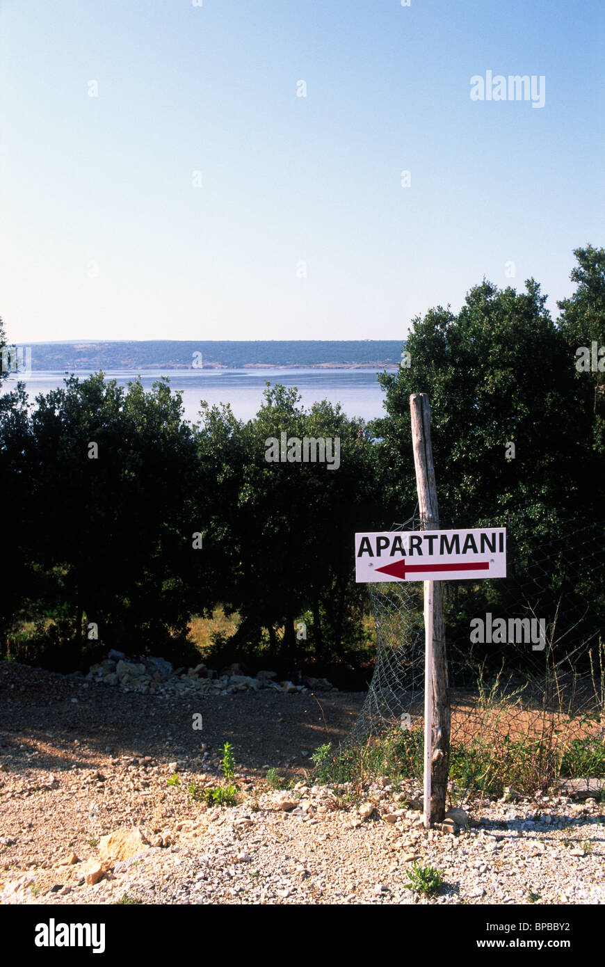 Sign for touristic apartmens, Zadar region, by the sea, Croatia Stock ...