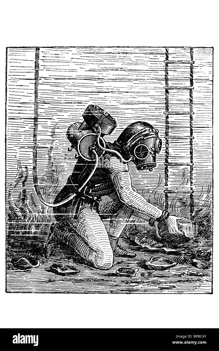 Vintage illustration people working Black and White Stock Photos ...