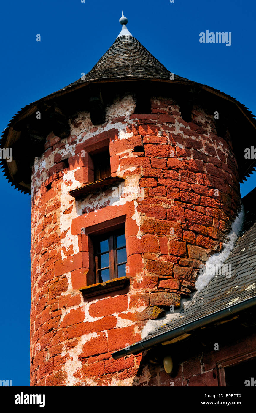 France: Red sandstone manor house in medieval village Collonges-la ...