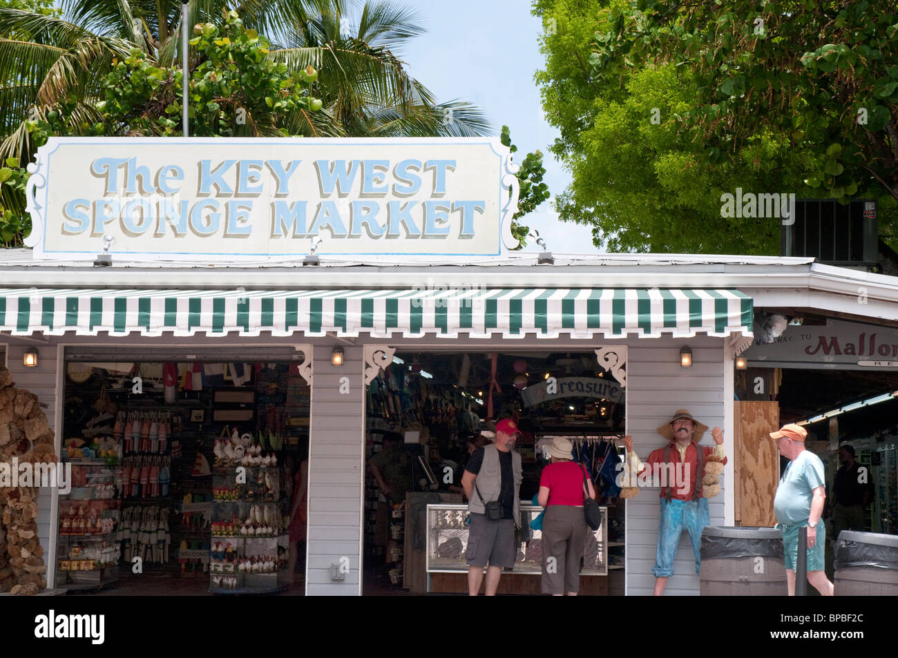 Shopping in the old town at Key West in the Florida Keys in Florida in ...
