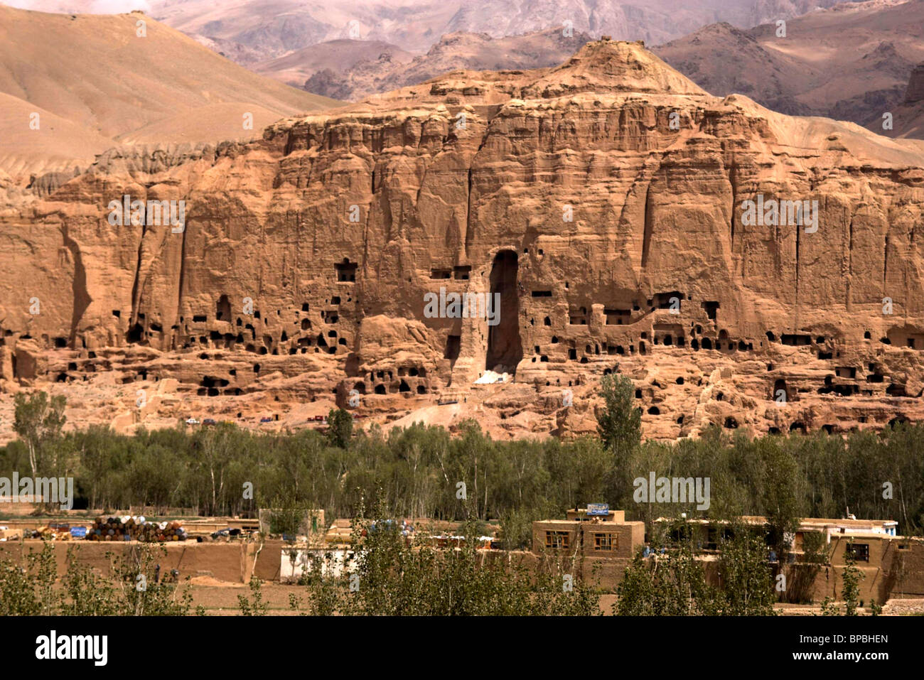 View of the Bamiyan Valley where the Buddha statues stood and the many ...