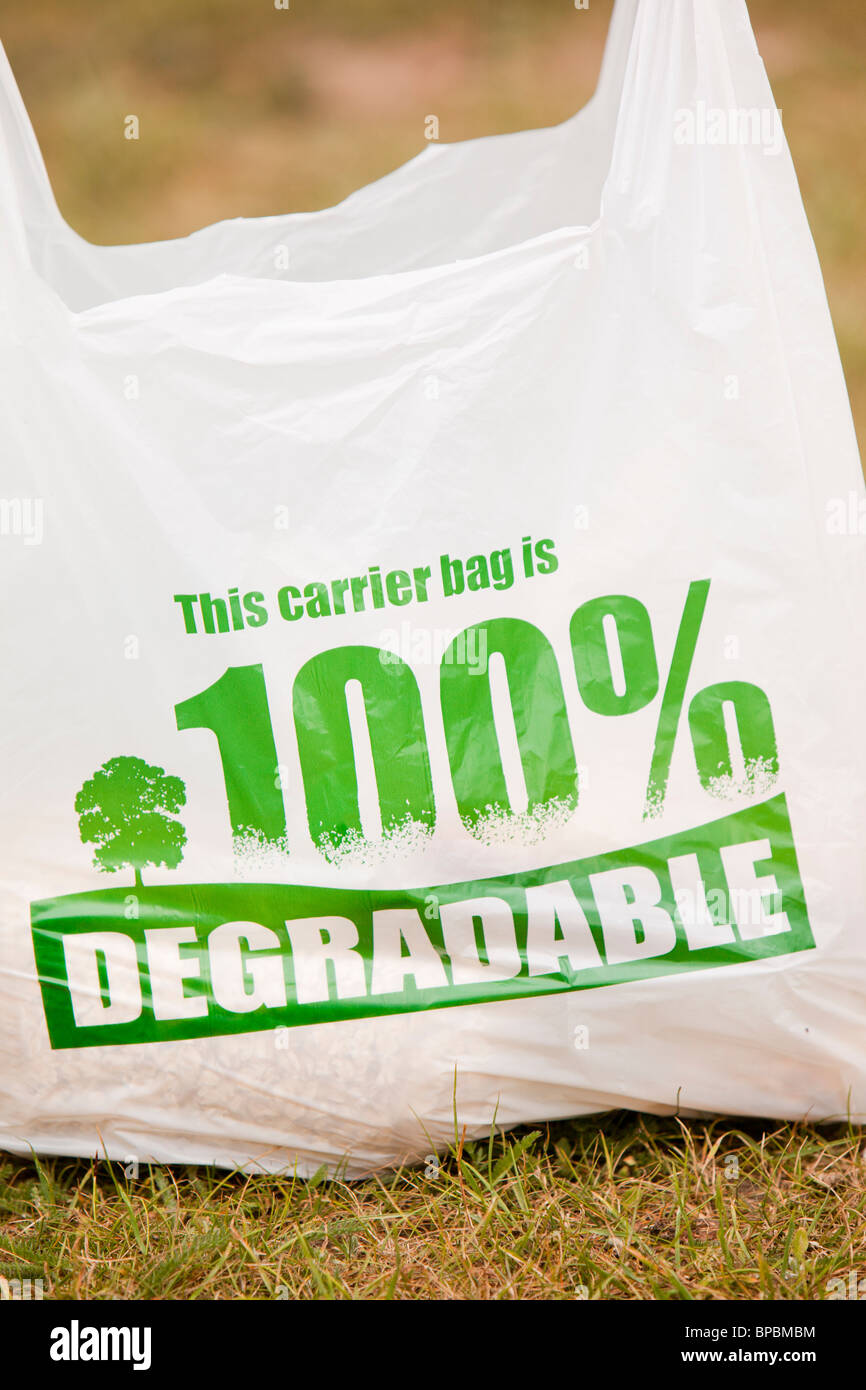 A 100% biodegradeable plastic carrier bag Stock Photo - Alamy