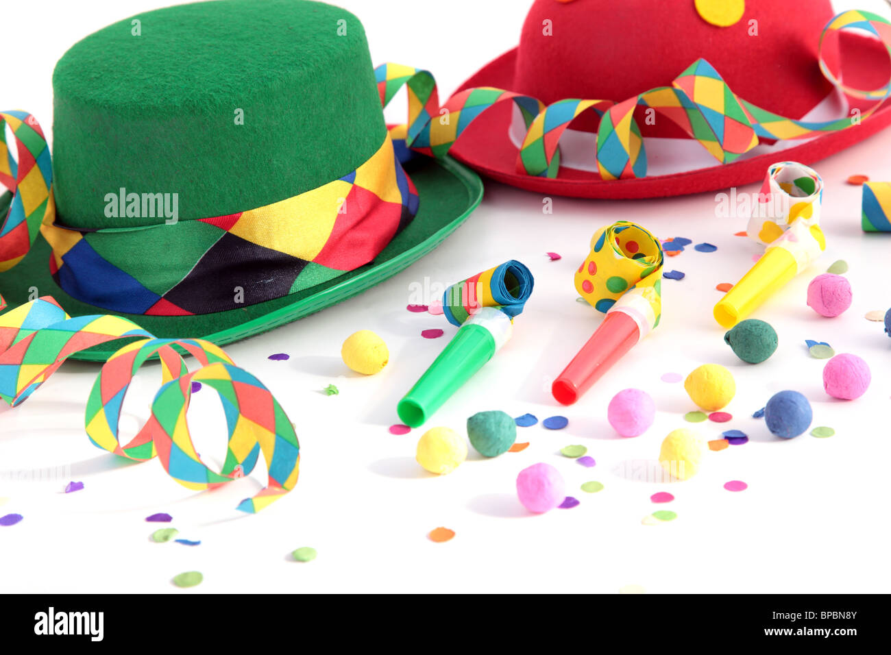 A decoration for a typical party atmosphere. All isolated on white ...