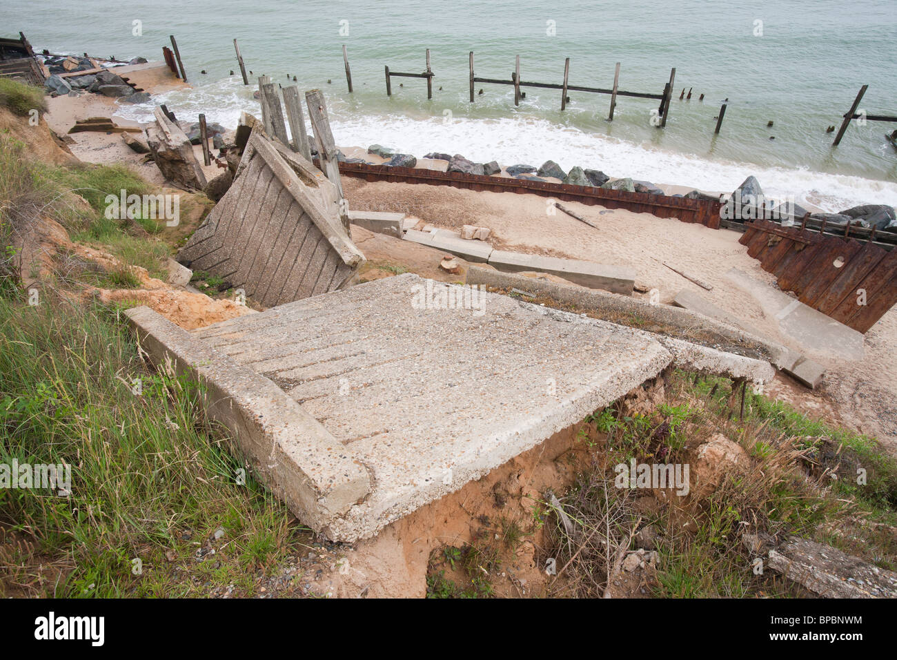 Remains of a lifeboat launching ramp in Happisburgh, Norfolk that ...