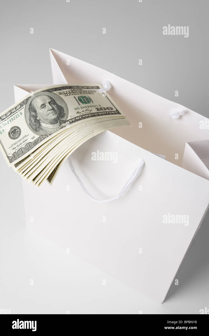Shopping Bag and Dollar close up shot Stock Photo - Alamy
