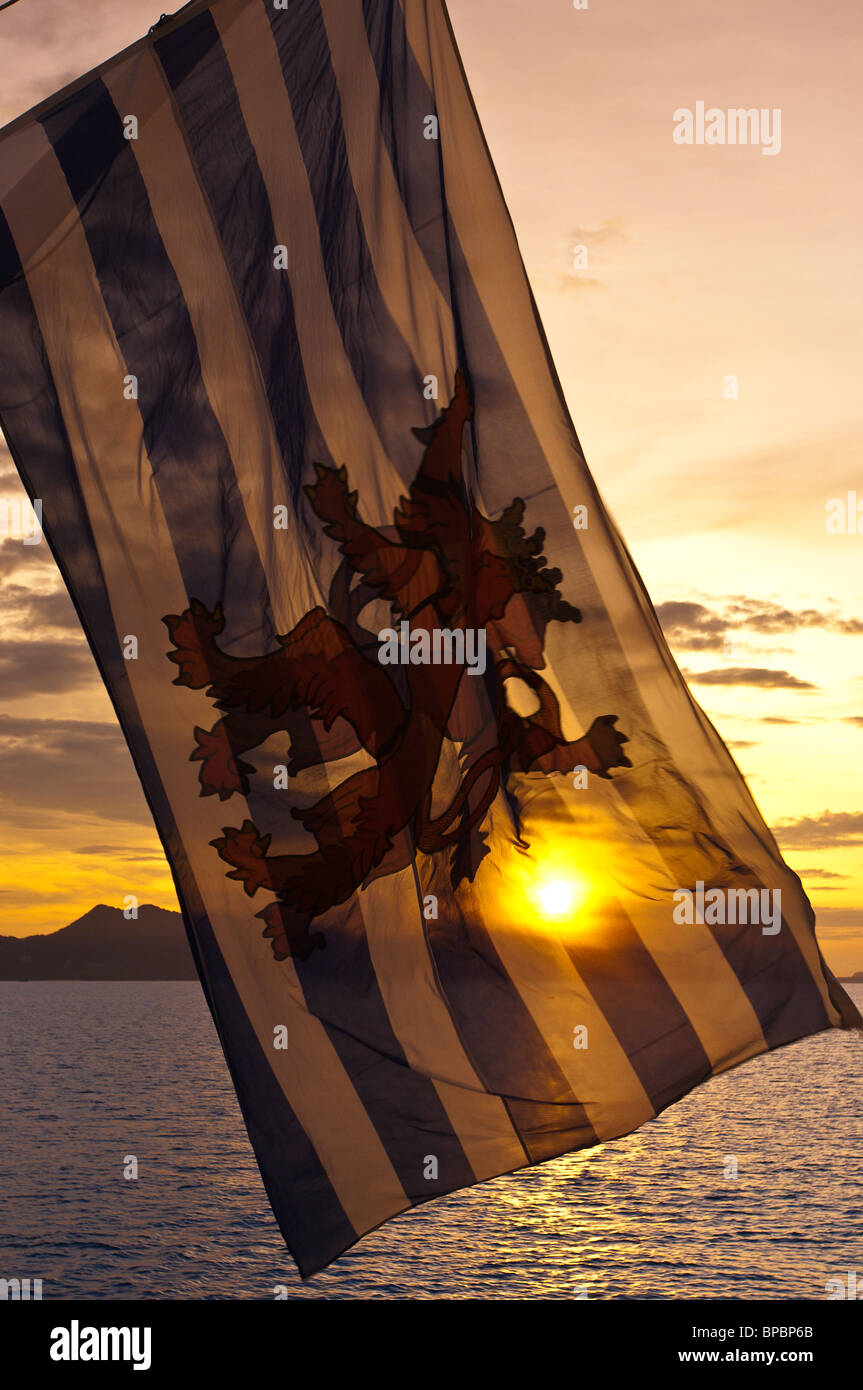 Cruising the Andaman Sea at sunset on the Star Flyer clipper ship ...