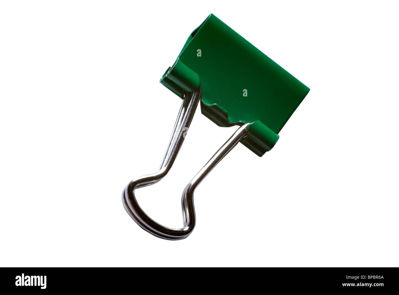 Green paper clip isolated on white background with clipping path Stock ...