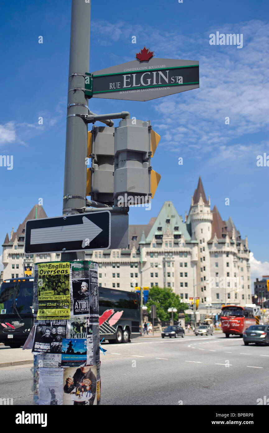 Elgin Street and Chateau Laurier Hotel on Confederation Square, Ottawa ...