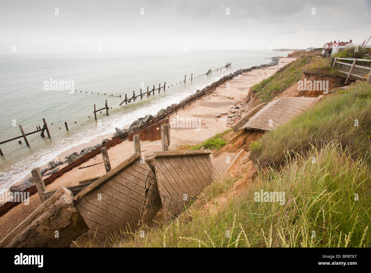 Remains of a lifeboat launching ramp in Happisburgh, Norfolk that ...