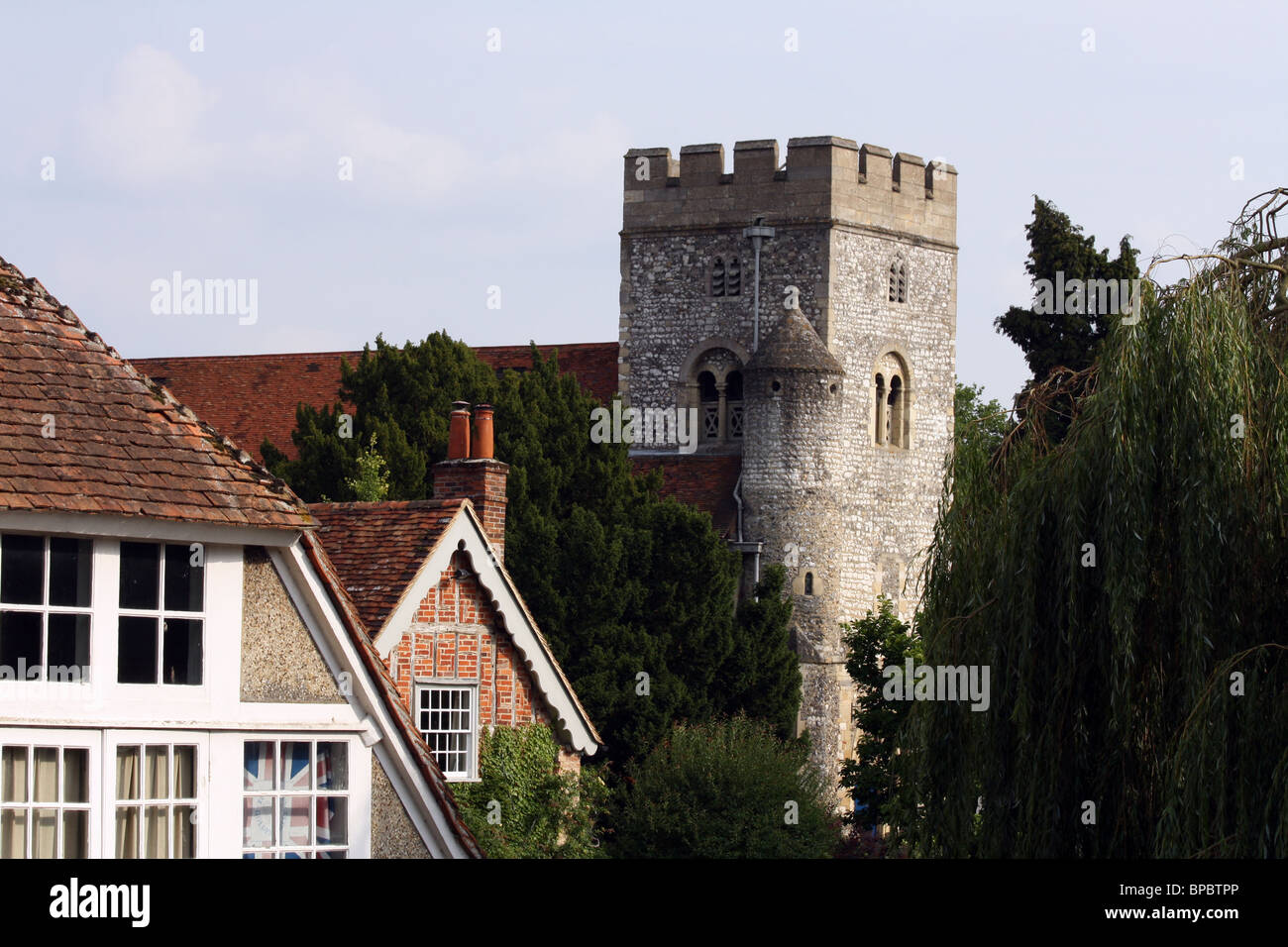 Rooftops and church in Goring Stock Photo - Alamy