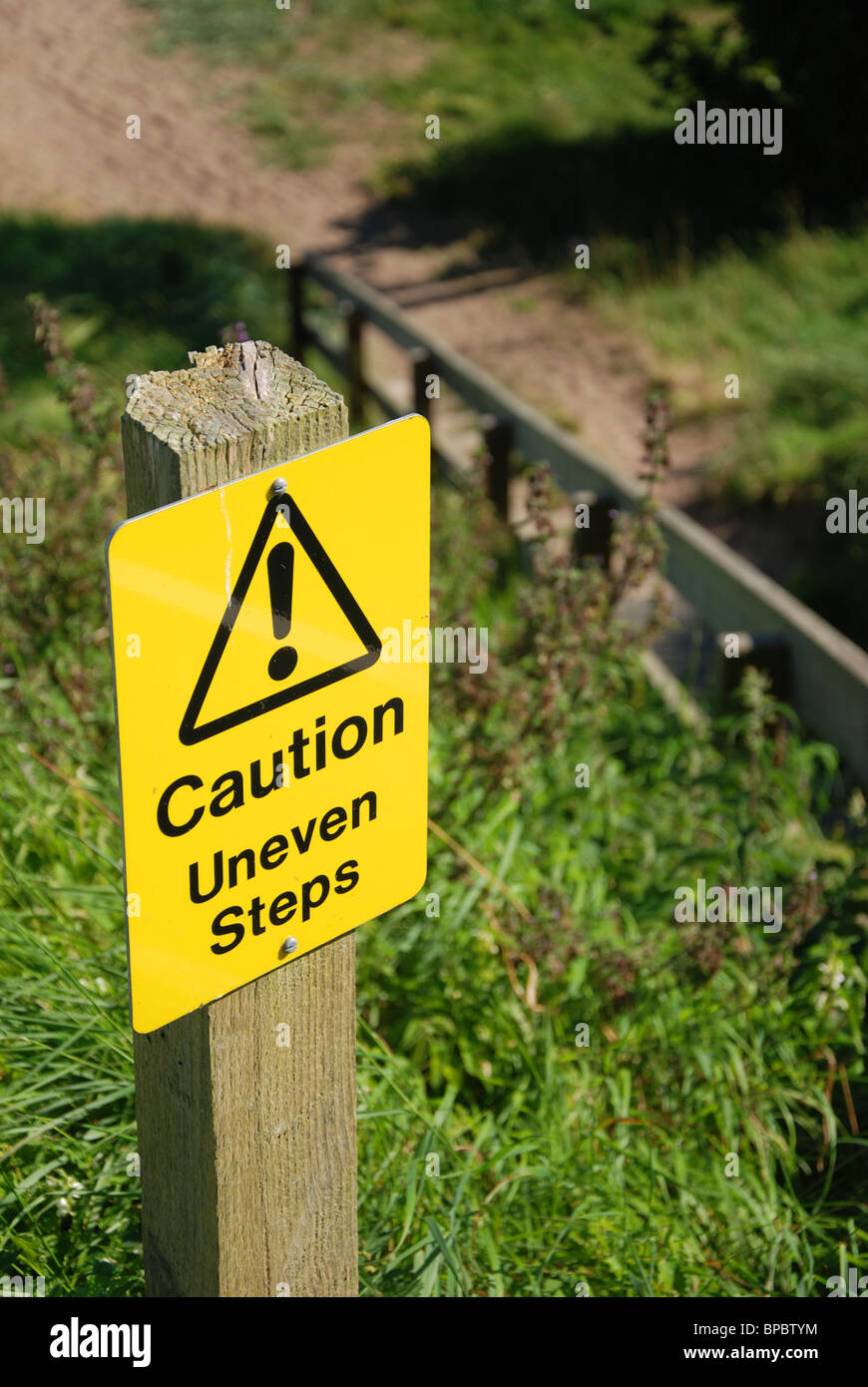 Caution Uneven Steps Sign Alnmouth Northumberland United Kingdom Stock ...
