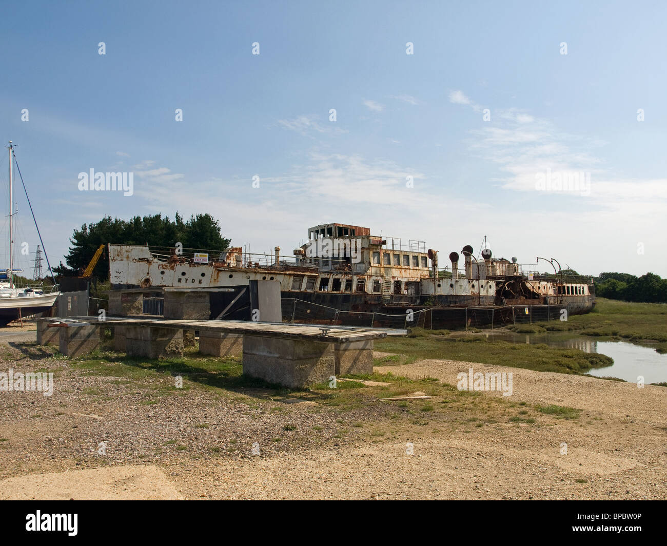 Old paddle steamer PS Ryde built in 1936 but now laid up and rusting ...