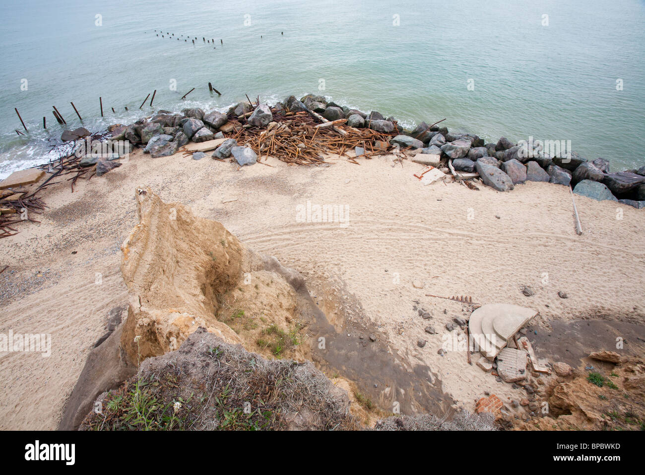sea cliffs in Happisburgh, Norfolk that are collapsing into the sea due ...