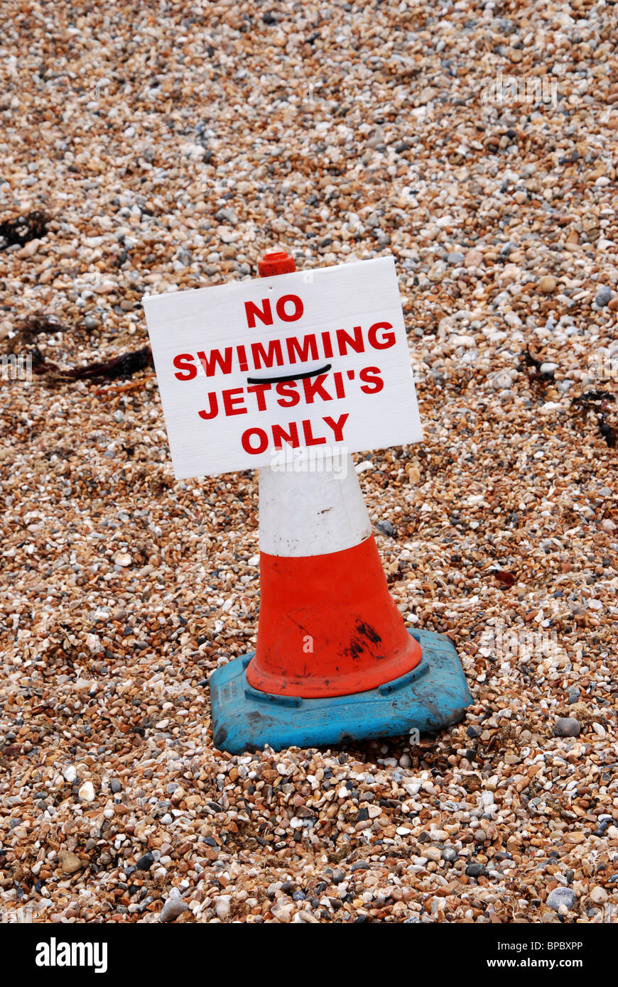 No Swimming Jetski's Only Sign Bognor Regis Beach Sussex United Kingdom ...