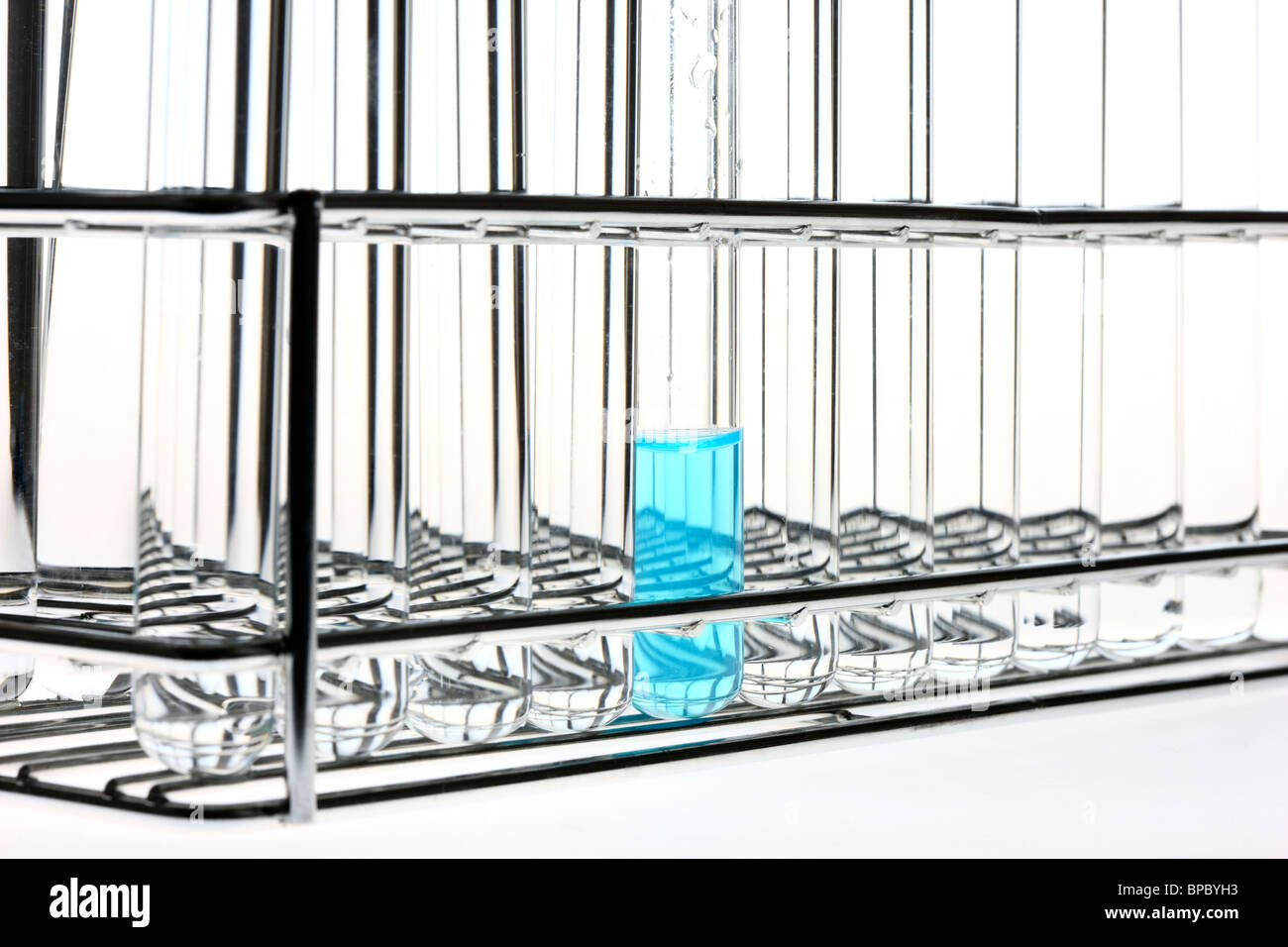 Chemicals in test-tubes. Liquid chemicals in a chemical laboratory ...