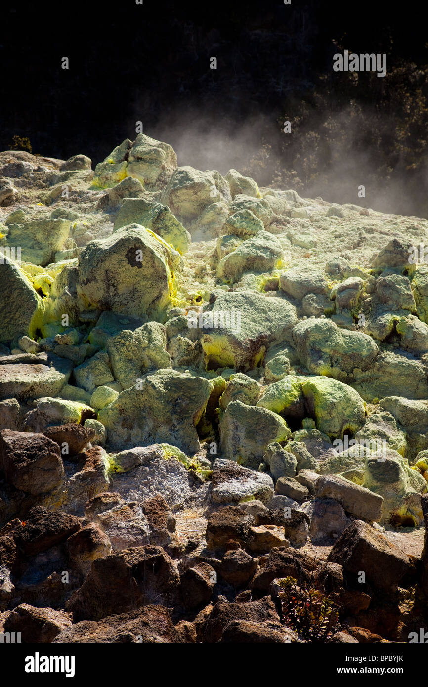 Sulphur or sulfur banks at Volcanoes National Park, Hawaii, USA Stock ...