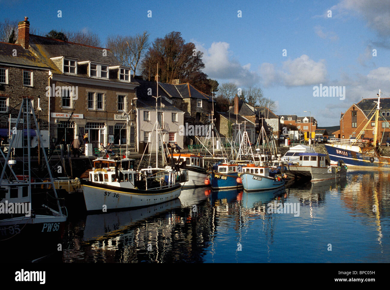Padstow, Cornwall, England. The sheltered harbour on the Camelford ...
