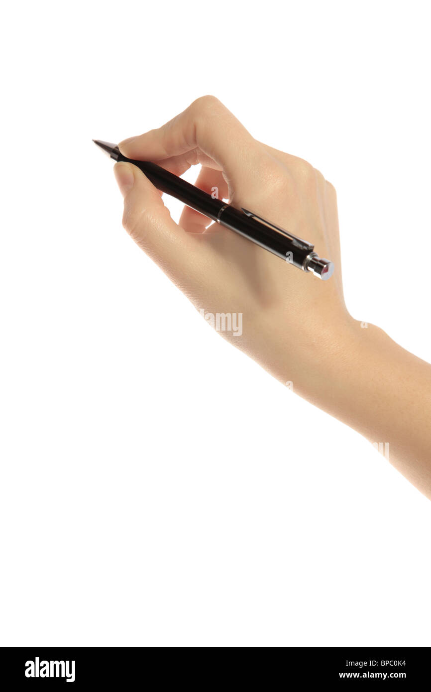 A human hand holding a pencil. All isolated on white background Stock ...