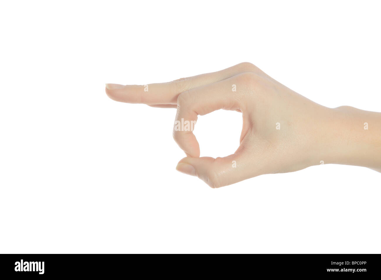 A neat human hand making a gesture. All isolated on white background ...