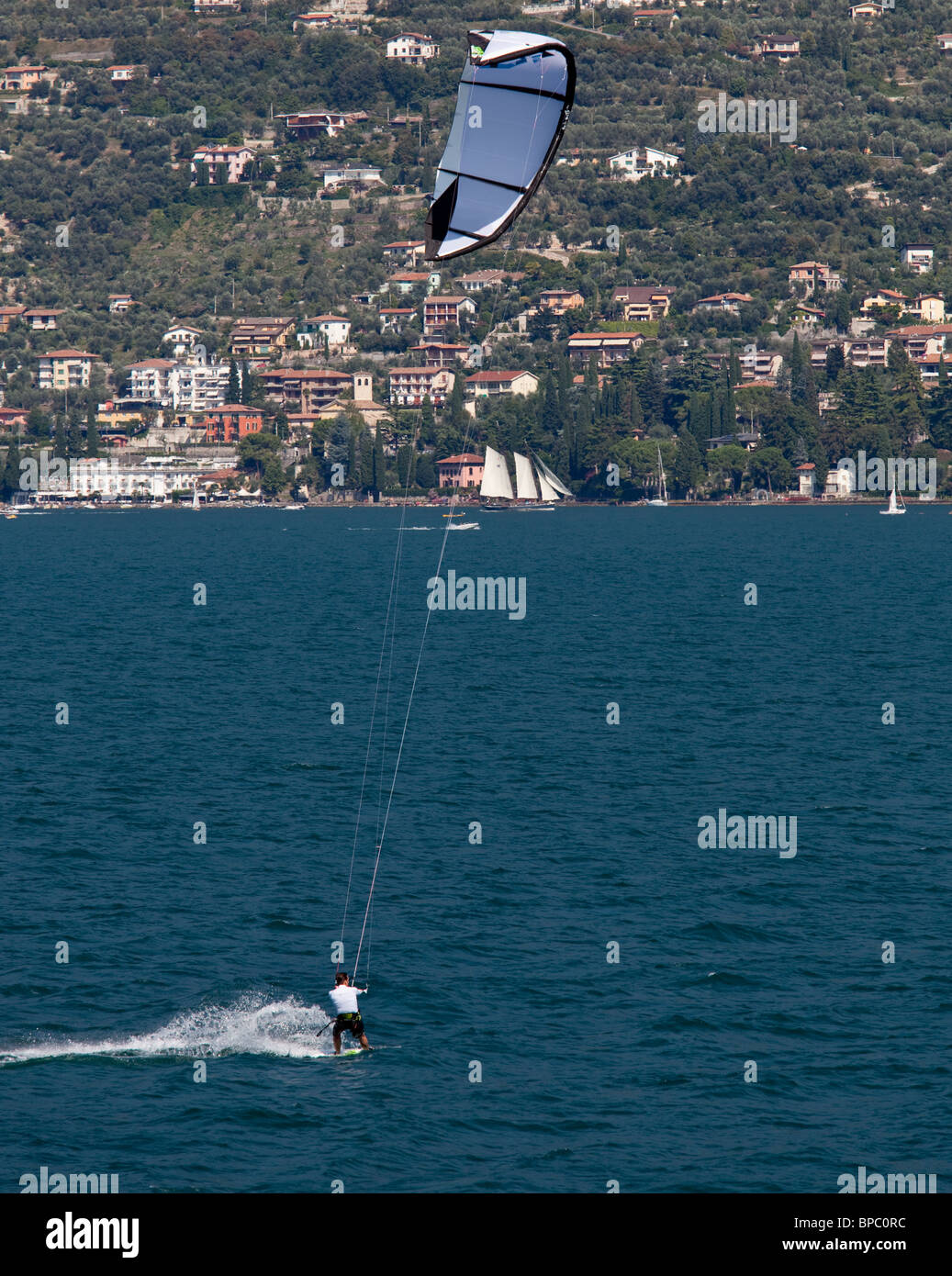 Lake Garda is famous for parasurfing because of the many winds over the ...