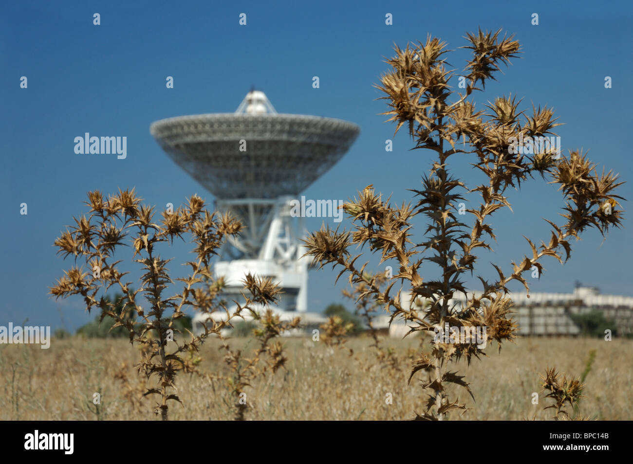 Radioactive waste and pollution - Sattelite dish on dry field ...
