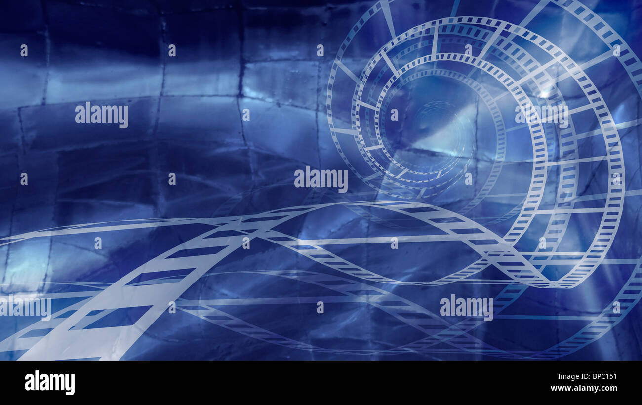 Abstract blue film spiral conceptual background Stock Photo - Alamy