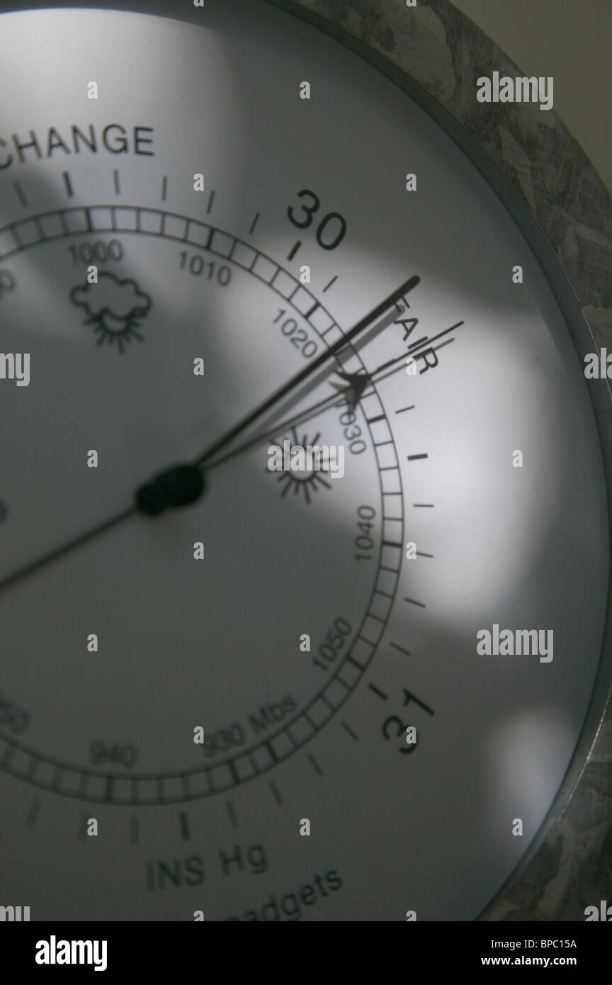 Barometer forecasting sunny weather Stock Photo - Alamy