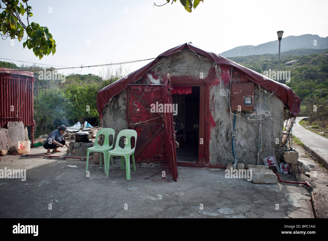 Hong Kong, The old village of Tung O. Many traditional houses deserted ...