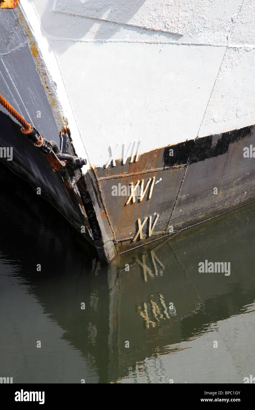 Plimsoll line or Depth Markings in Roman numerals on Ship's Bow hull ...