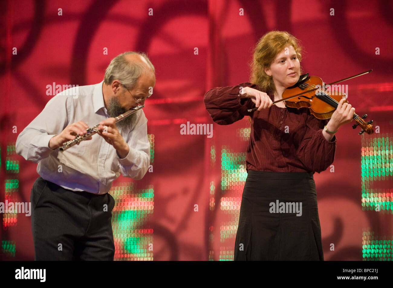 Instrumental folk group performing on stage in competition at the ...