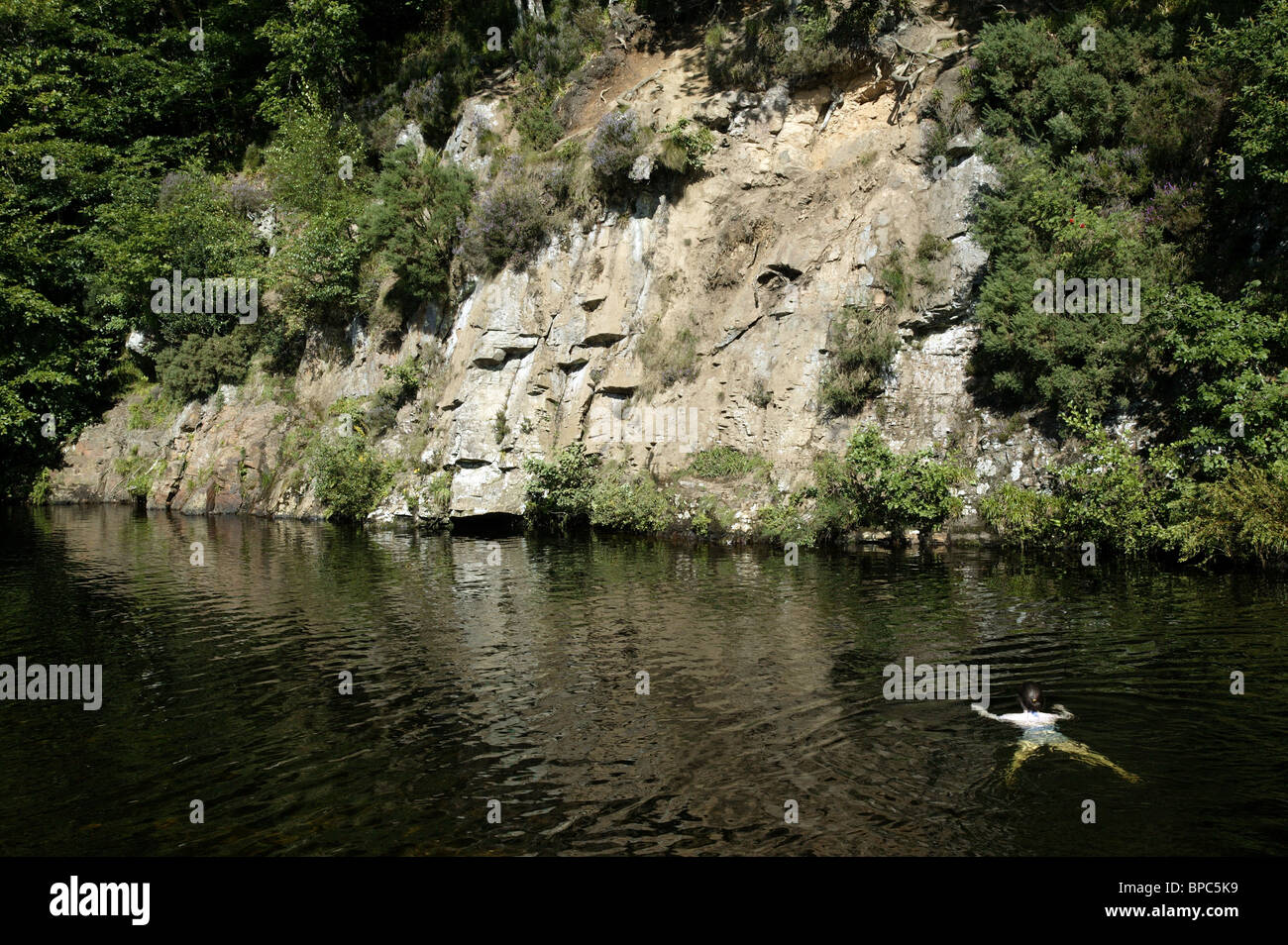 People swimming at Spitchwick, Dartmoor, Devon Stock Photo: 31000685 ...