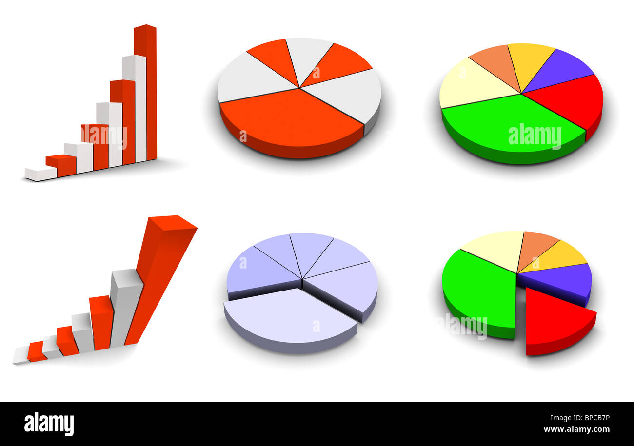 Set of 6 graph icons. 3d rendered Stock Photo - Alamy
