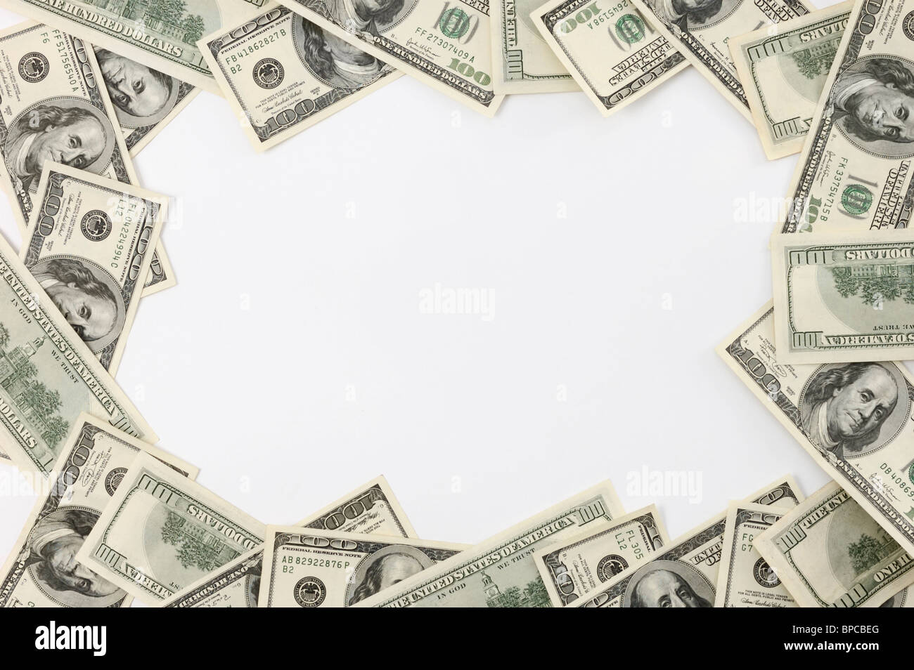 Frame made from dollar bills isolated over white Can be used as ...