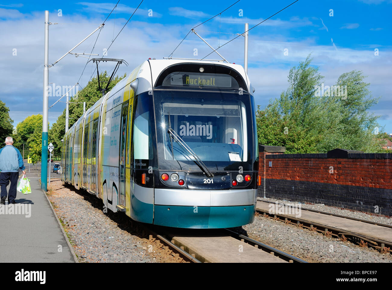 Nottingham express transit tram on the approach to Wilkinson street ...