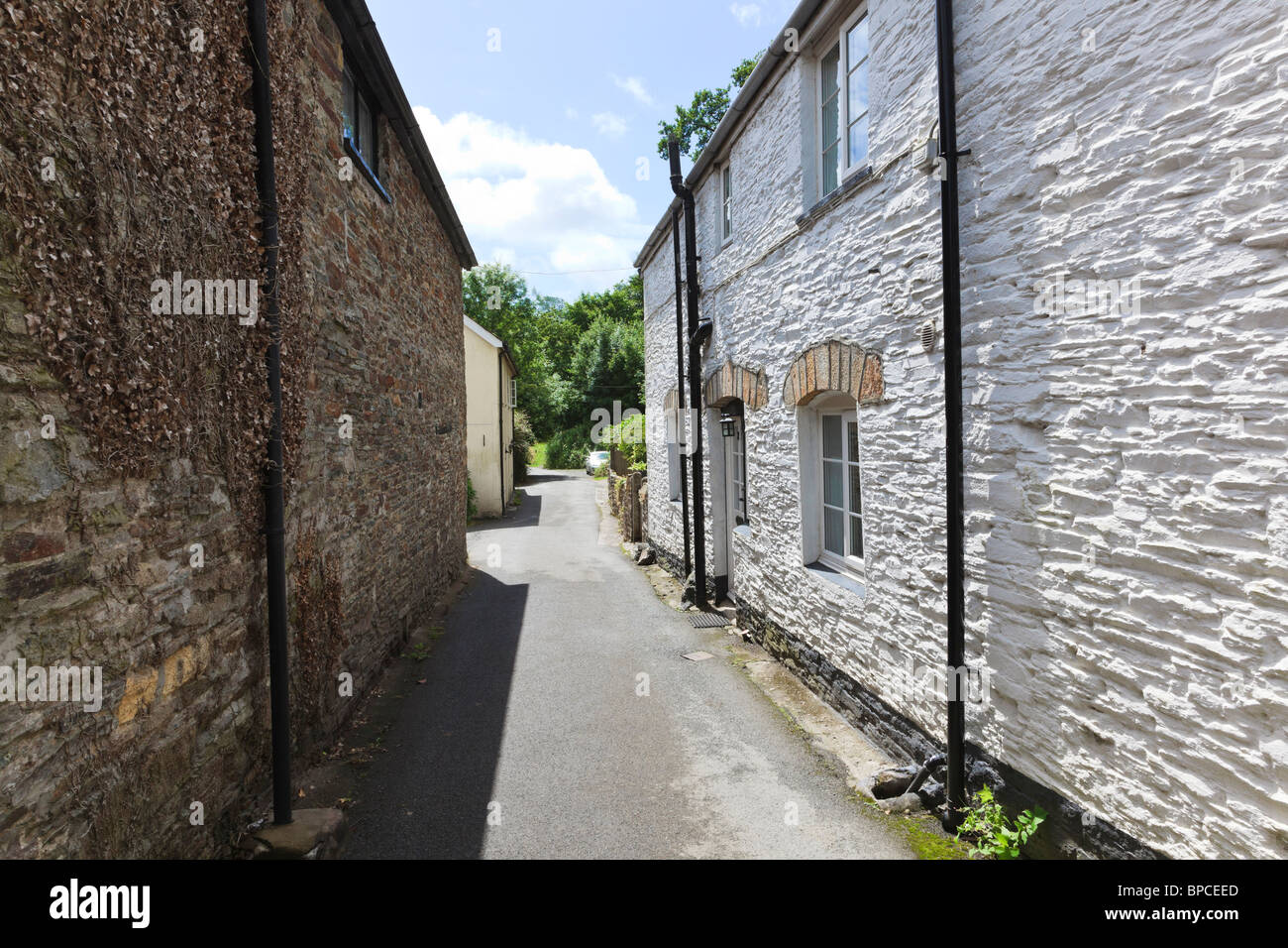 Narrow streets in the Attractive Devon Village of Milton Combe , in a ...