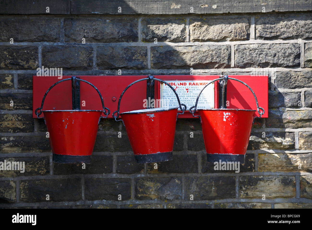 Fire buckets at Oakworth Railway Station, Keighley and Worth Valley ...