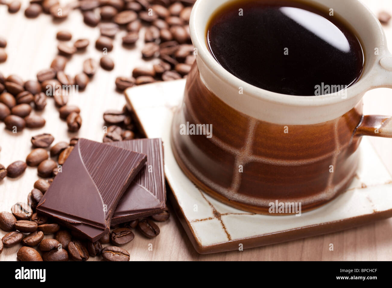 the cup of coffee and chocolate Stock Photo - Alamy