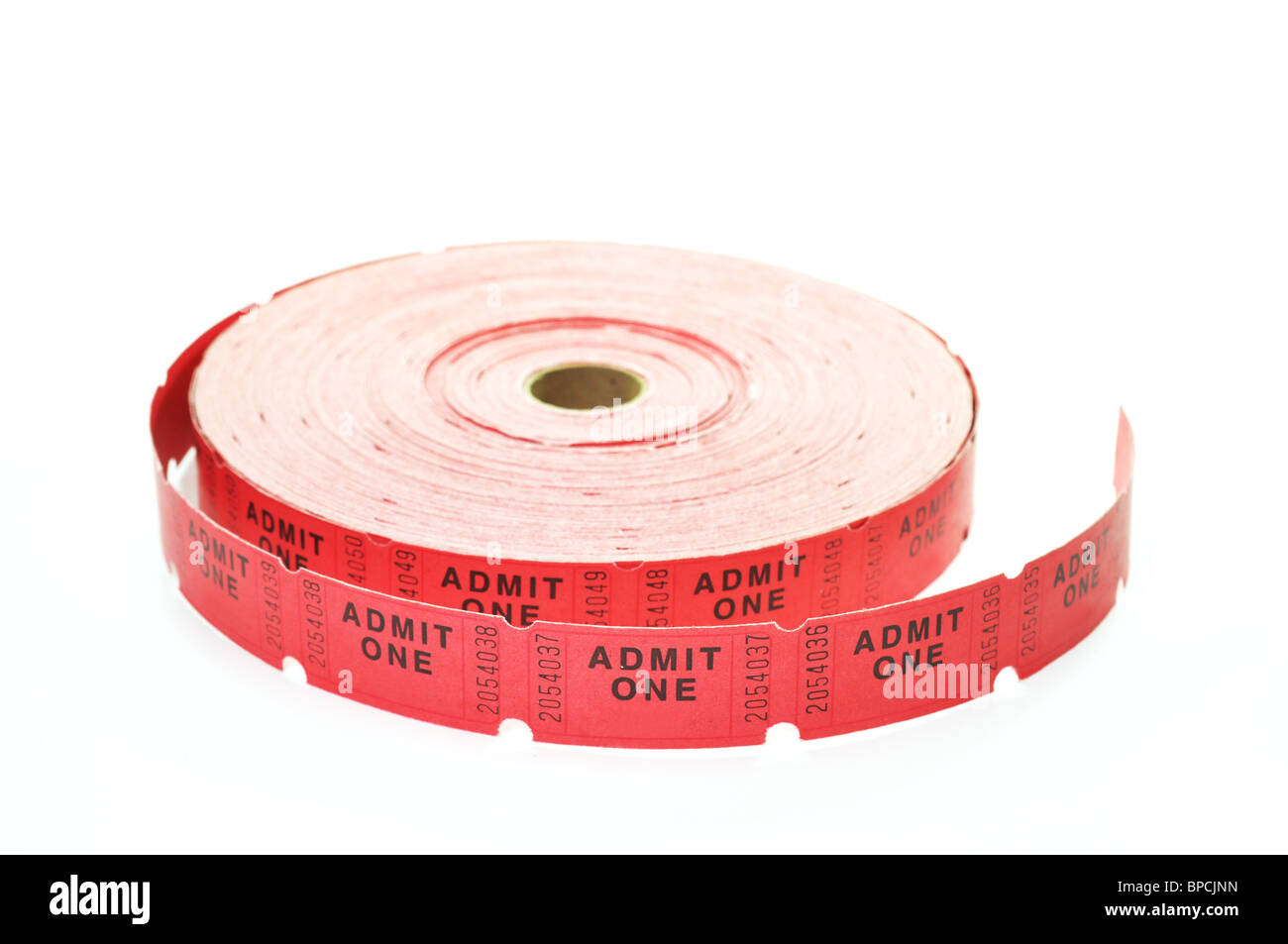 Roll of admission tickets isolated on white background Stock Photo - Alamy