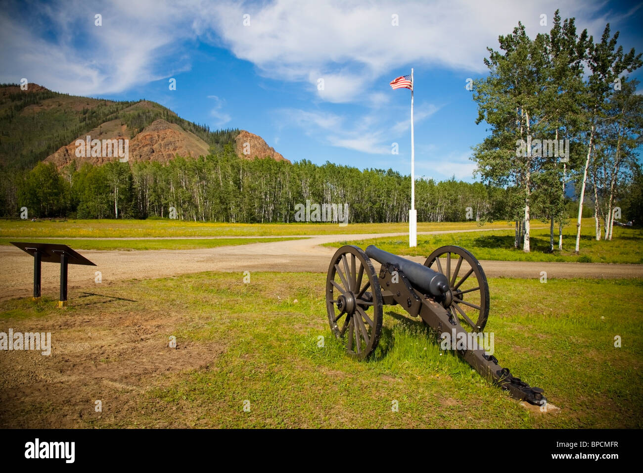 eagle, alaska, united states of america; monument of a canon at the ...