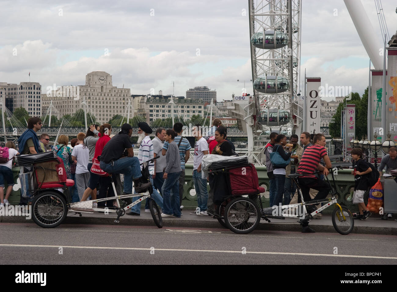 public transport London rickshaw pedicab tricycle Stock Photo - Alamy