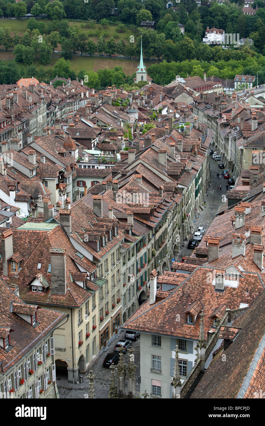 Aerial View Of An Old Street In Bern Switzerland Stock Photo - Alamy