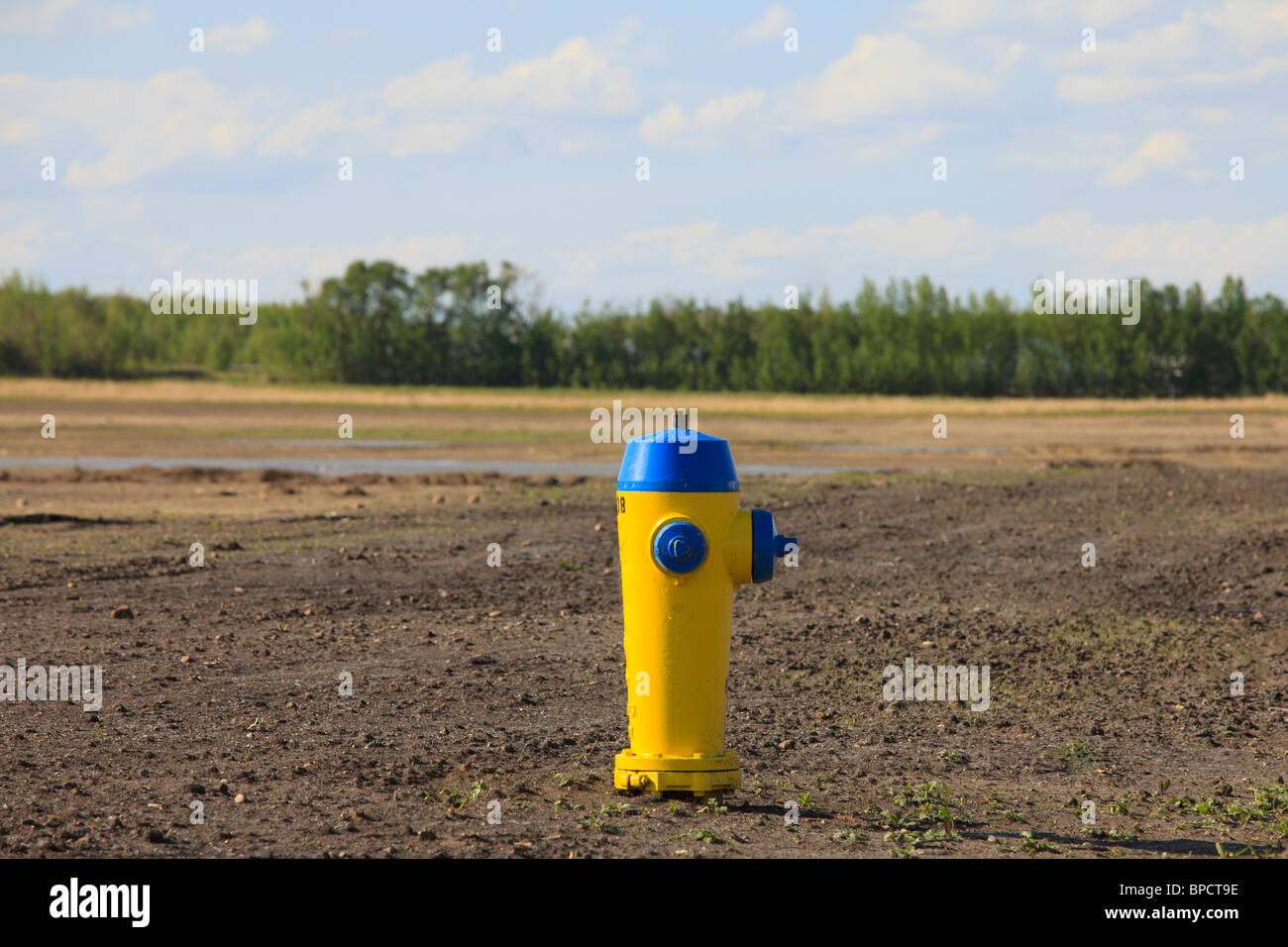 edmonton, alberta, canada; a fire hydrant in a new construction site ...