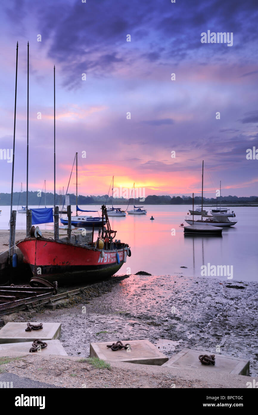 The Deben Estuary at dawn - Waldringfield, Suffolk, England Stock Photo ...