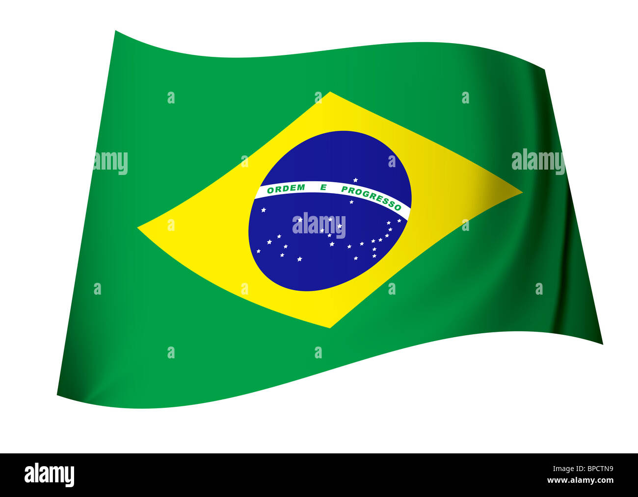 green and yellow brazil flag icon with globe and stars Stock Photo - Alamy