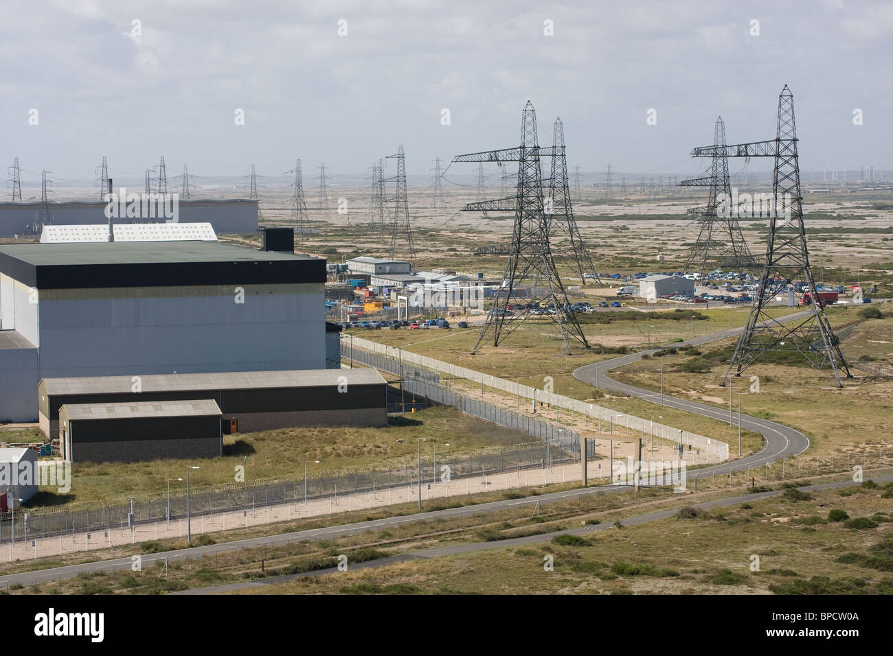 aerial view dungeness shrub roads power station Stock Photo - Alamy