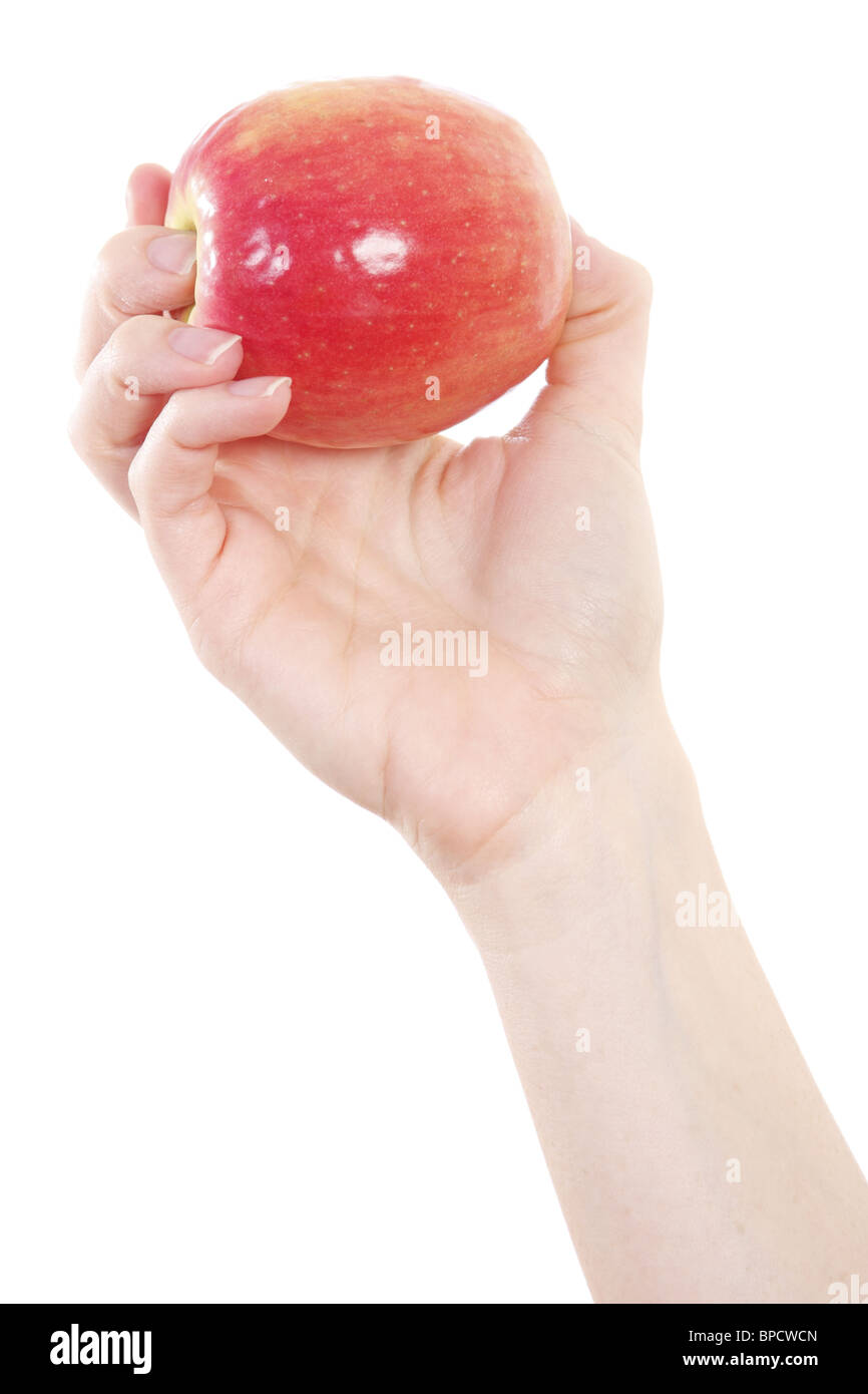 Hand holding an apple Stock Photo - Alamy