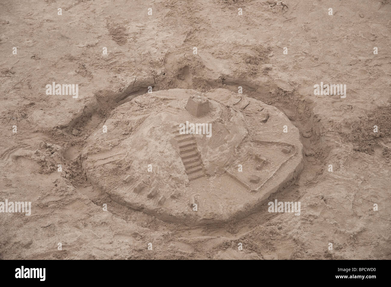 Small sandcastle built on beach, Scarborough Stock Photo - Alamy