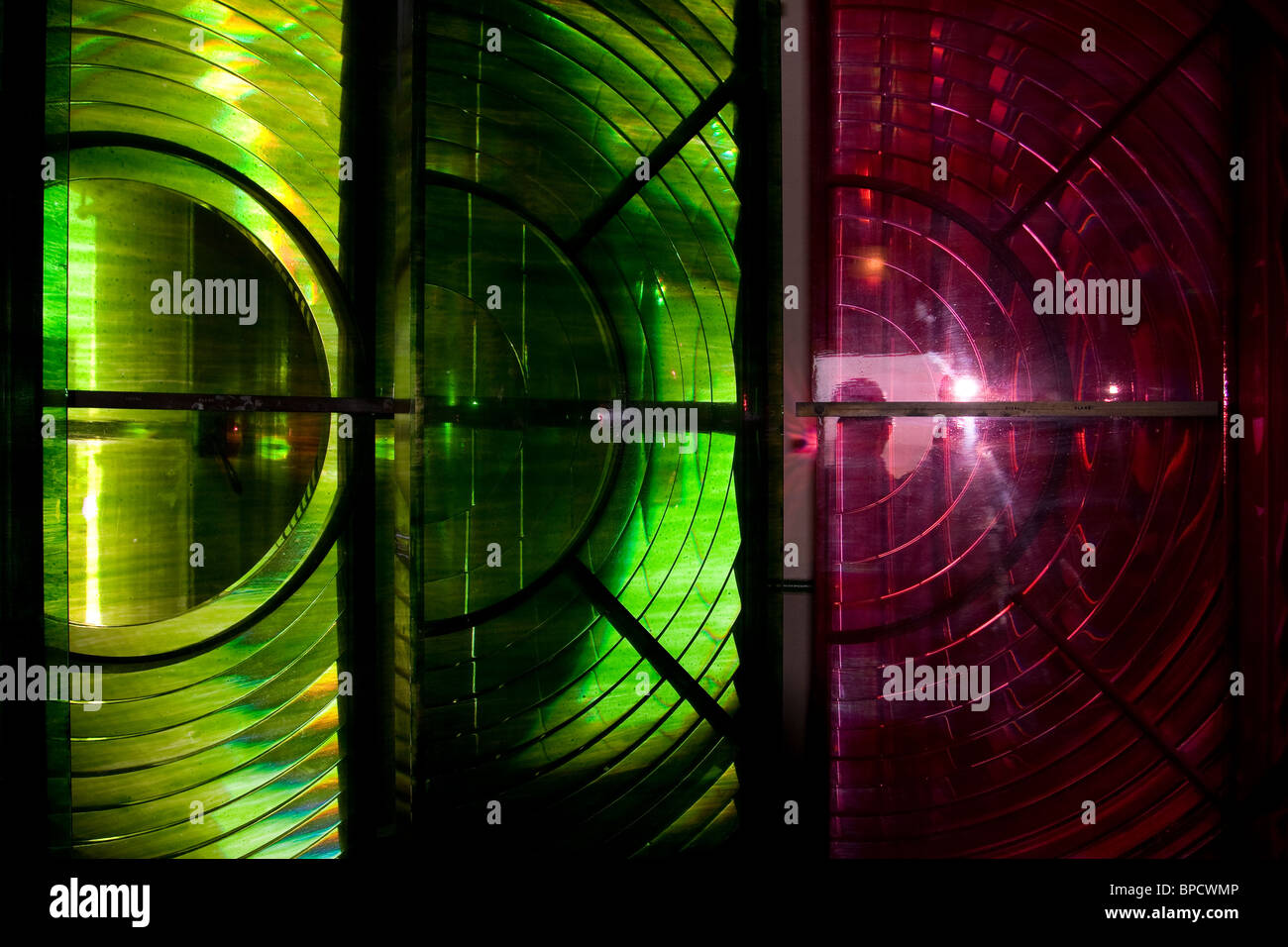 lighthouse beacon glass lens magnifying warning Stock Photo - Alamy