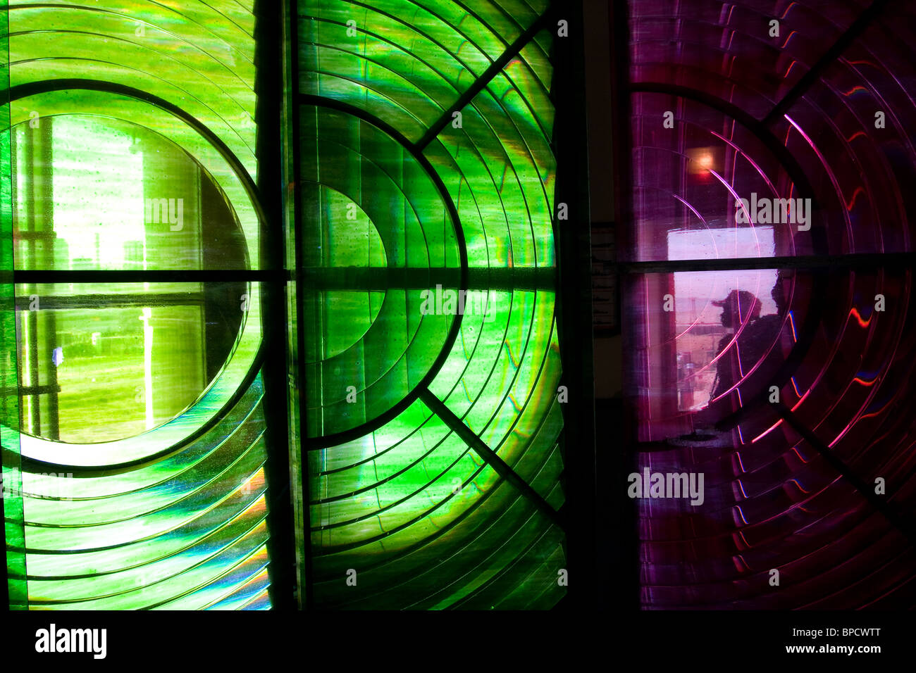 lighthouse beacon glass lens magnifying warning Stock Photo - Alamy